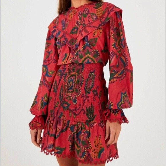 FARM Rio | Dresses | Farm Rio Red Sunset Tapestry Mini Dress | Poshmark